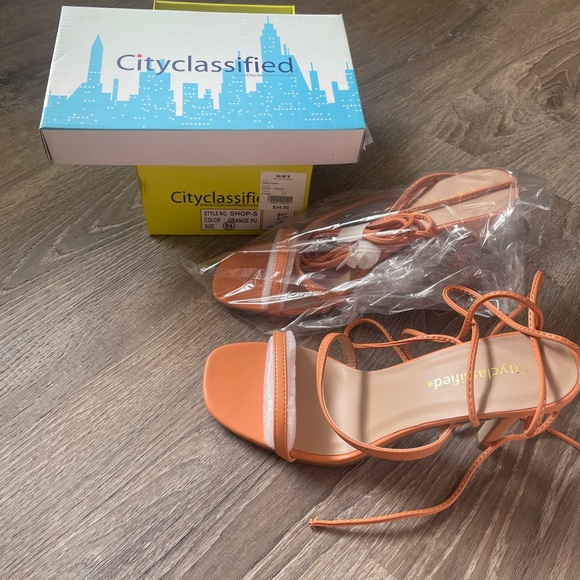 Cityclassified | Shoes | City Classified Orange Lace Up High Heels ...